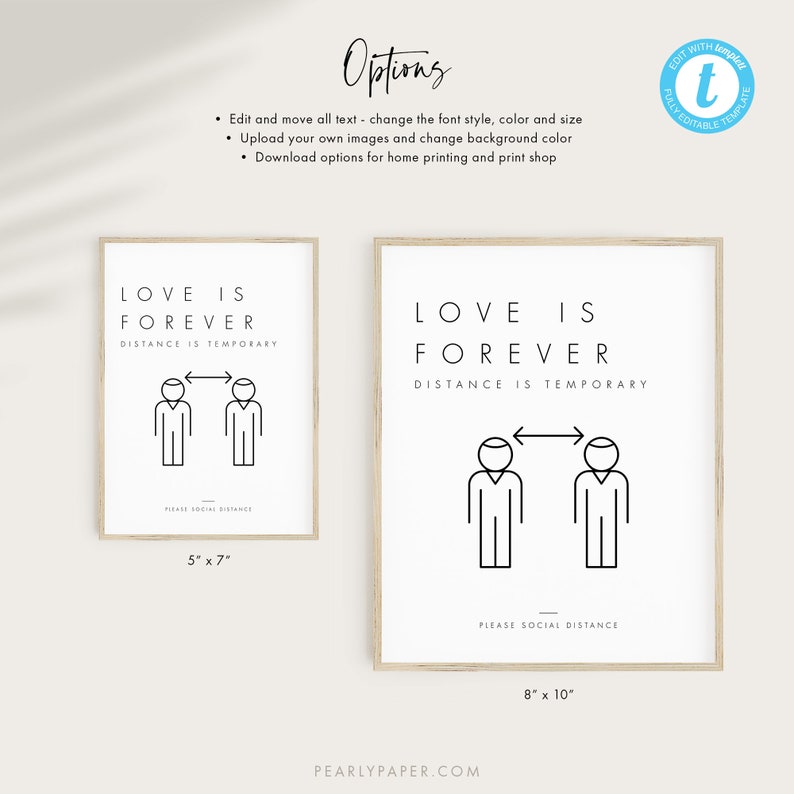 Printable Social Distance Sign Template Social Distancing | Etsy