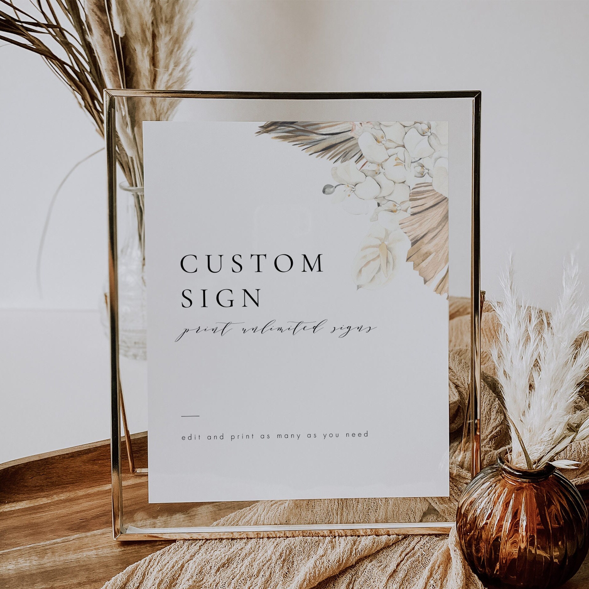 Printable Custom Sign Template Boho Wedding Sign Printable Editable ...