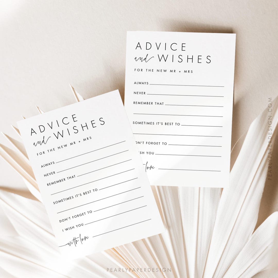 Wedding Advice and Wishes Template, Wedding Advice Card, Editable ...