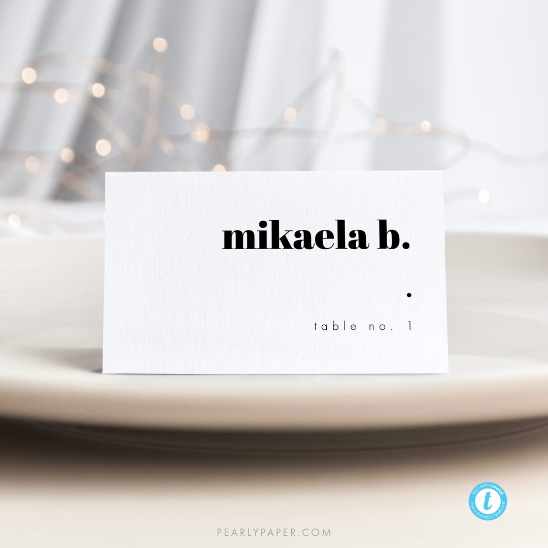 Printable Place Card Template Place Cards Elegant Wedding Place Cards ...