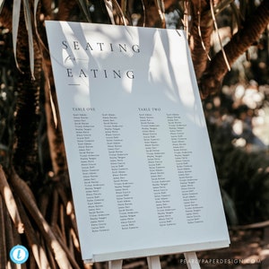 Seating Chart Sign With Long Tables, Elegant Seating Sign Template ...