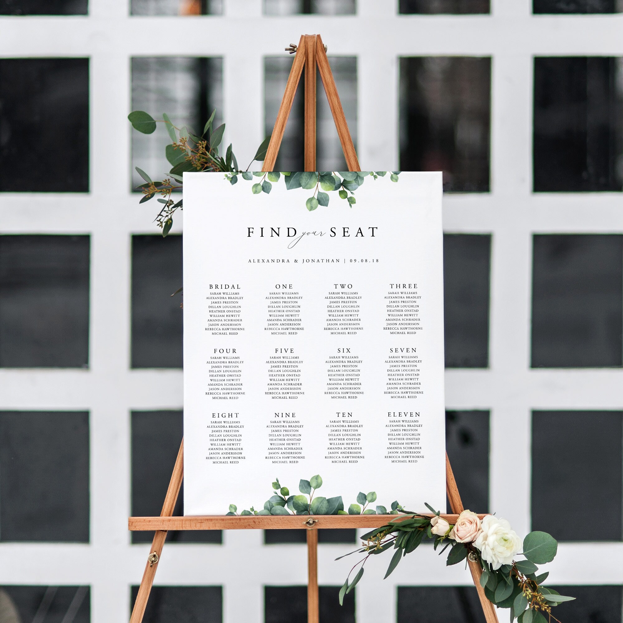 Wedding Seating Chart Template Eucalyptus Seating Chart Printable ...