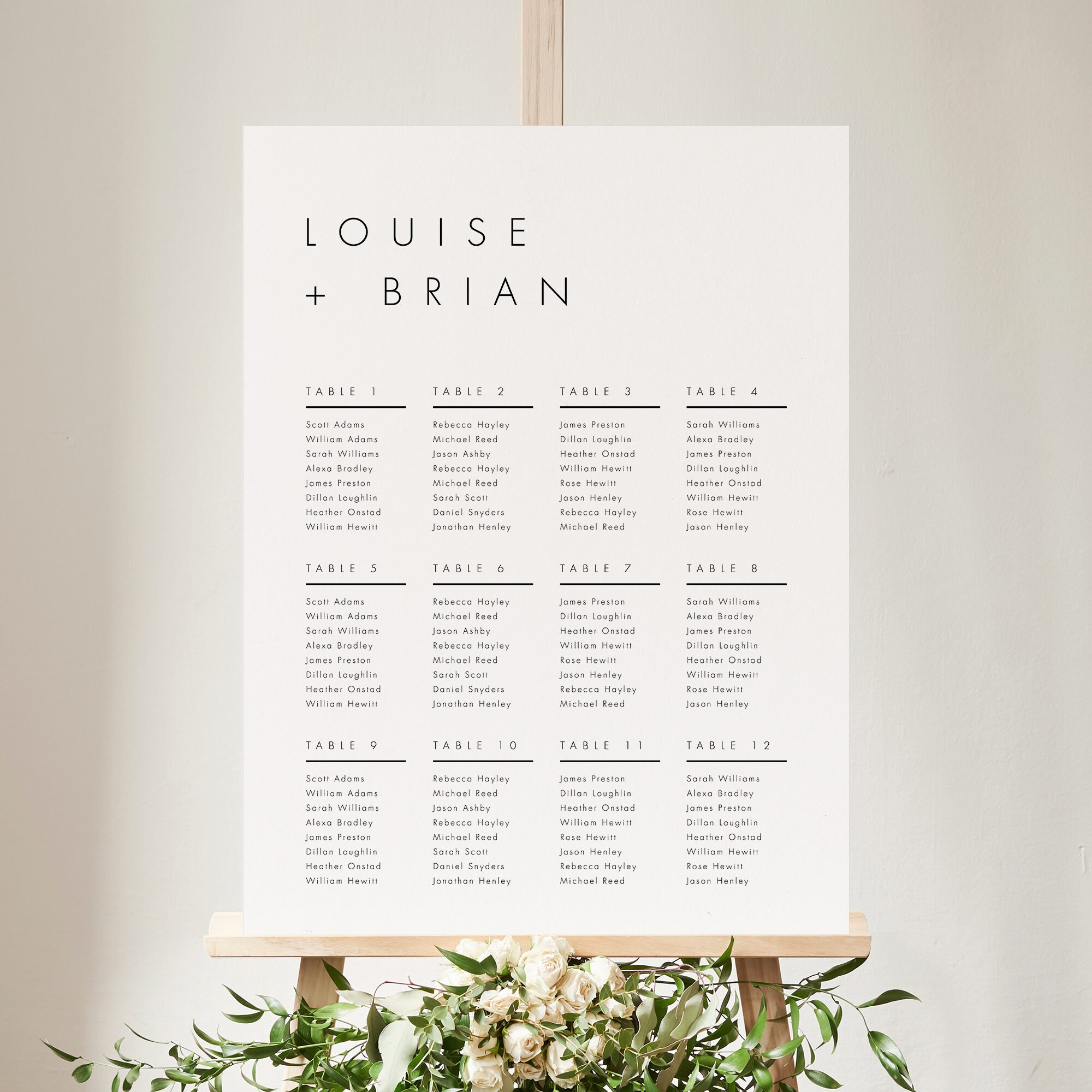 Minimalist Seating Chart Sign Template Download Modern Seating | Etsy UK