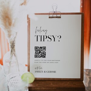 Tip Your Bartender Sign Template, Modern Minimalist Feeling Tipsy Sign ...