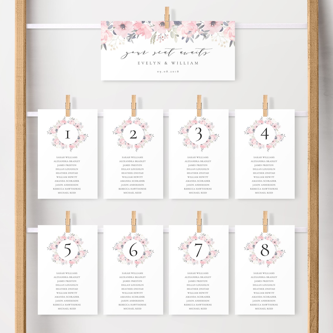 Boho Editable Seating Chart Template Blush Floral Wedding - Etsy