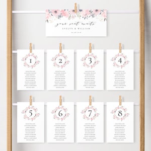 Boho Editable Seating Chart Template Blush Floral Wedding Table Cards ...