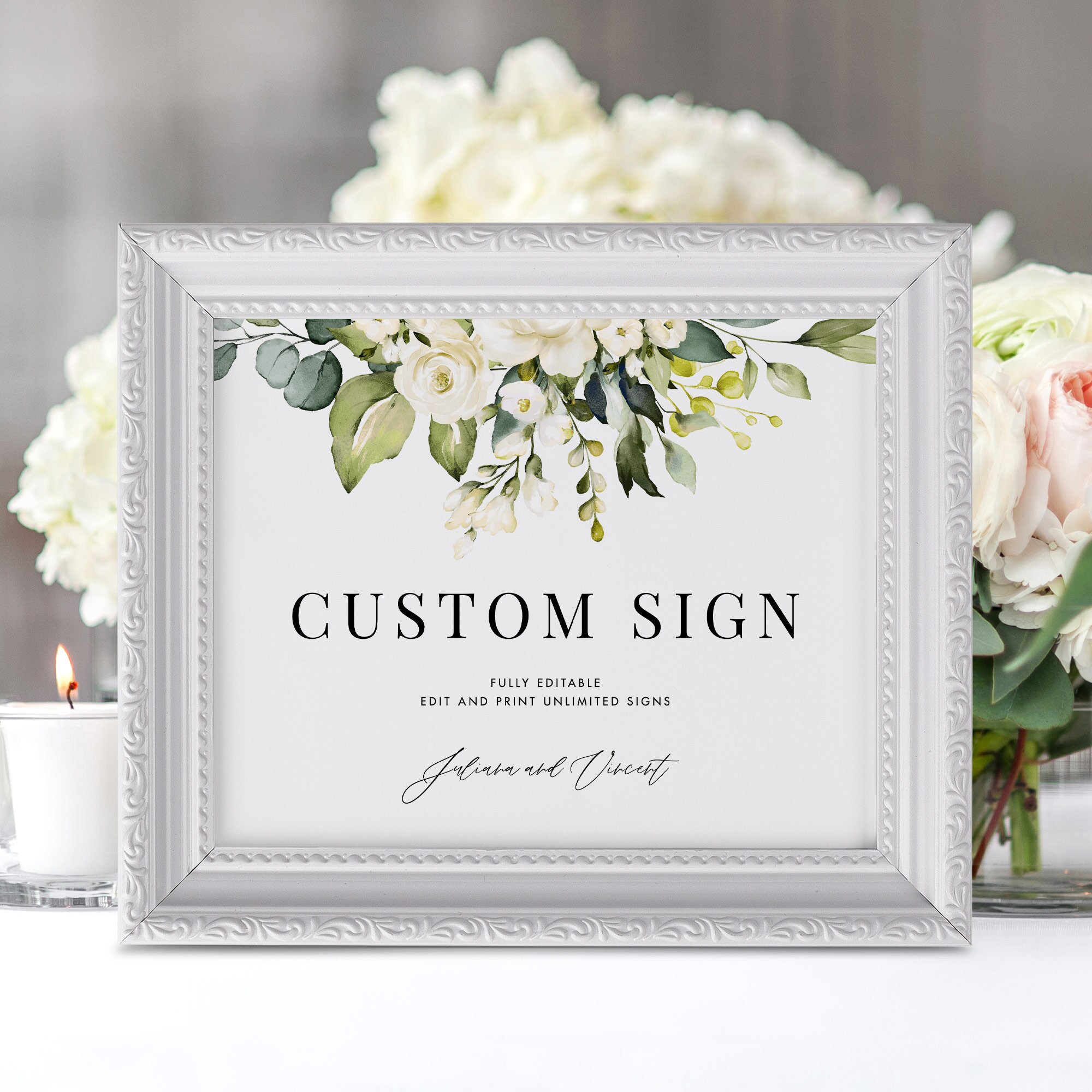 Printable Custom Sign Template Floral Wedding Sign Rustic Sign | Etsy