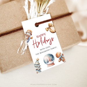 Happy Holidays Gift Tag Template, Printable Christmas Gift Tags ...