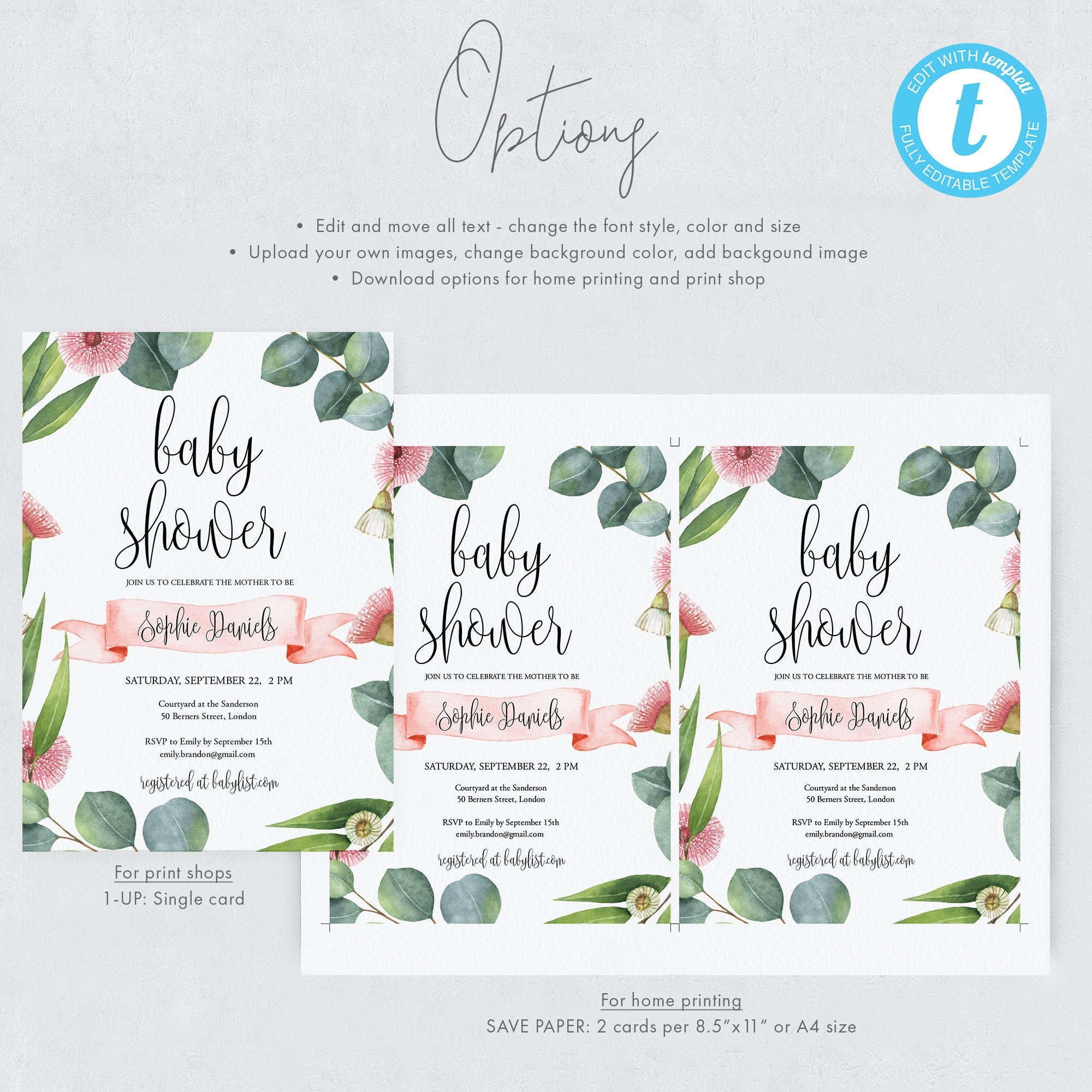 Printable Baby Shower Set Invitation Template Download Baby Shower ...