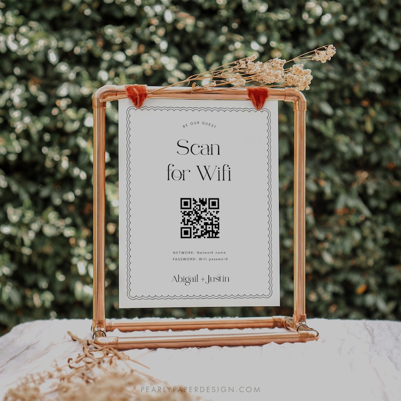 Wifi Password Sign Template, Wedding Wi-fi QR Code Sign, Wifi Password ...