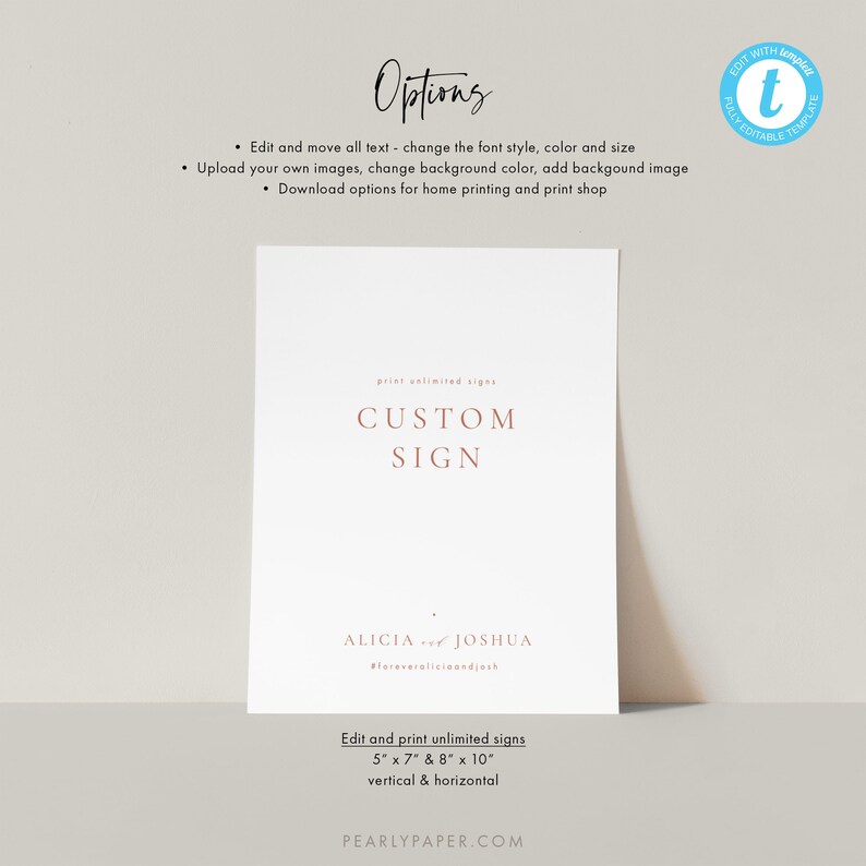 Printable Custom Sign Template Simple Wedding Sign Printable | Etsy