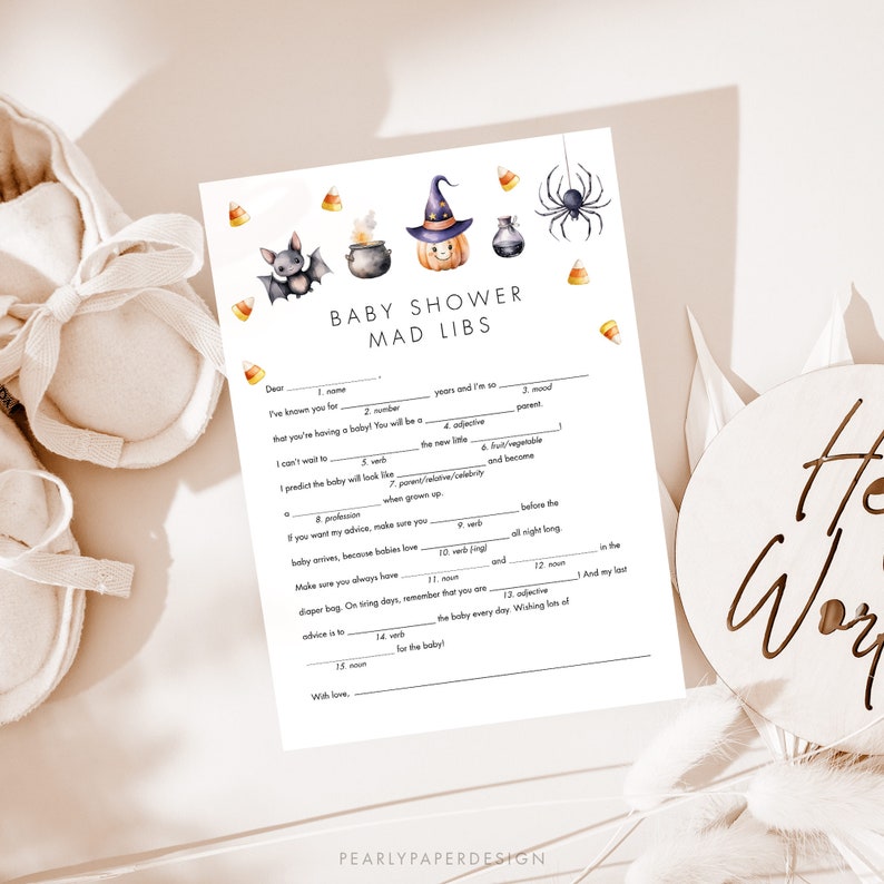 Baby Mad Libs Game Template, Halloween Baby Shower Game Mad Libs ...