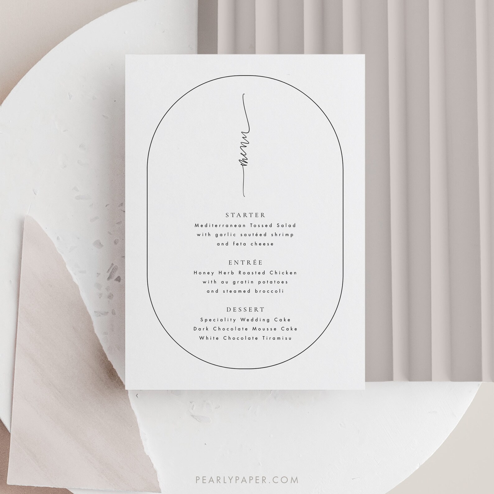 Double Arched Menu Template Download Modern Wedding Menu Oval - Etsy