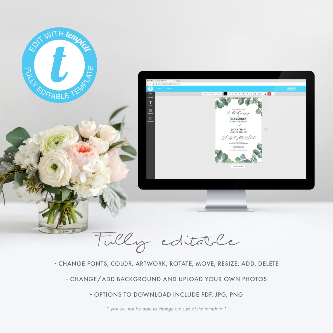 Rustic RSVP Card Template Eucalyptus RSVP Postcard Wedding Insert ...