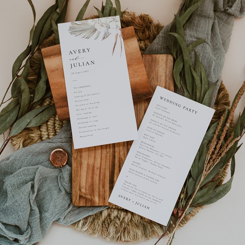 Printable Wedding Ceremony Program Template Boho Program - Etsy