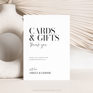 Cards and Gifts Sign Template, Gifts and Cards Sign, Modern Wedding ...