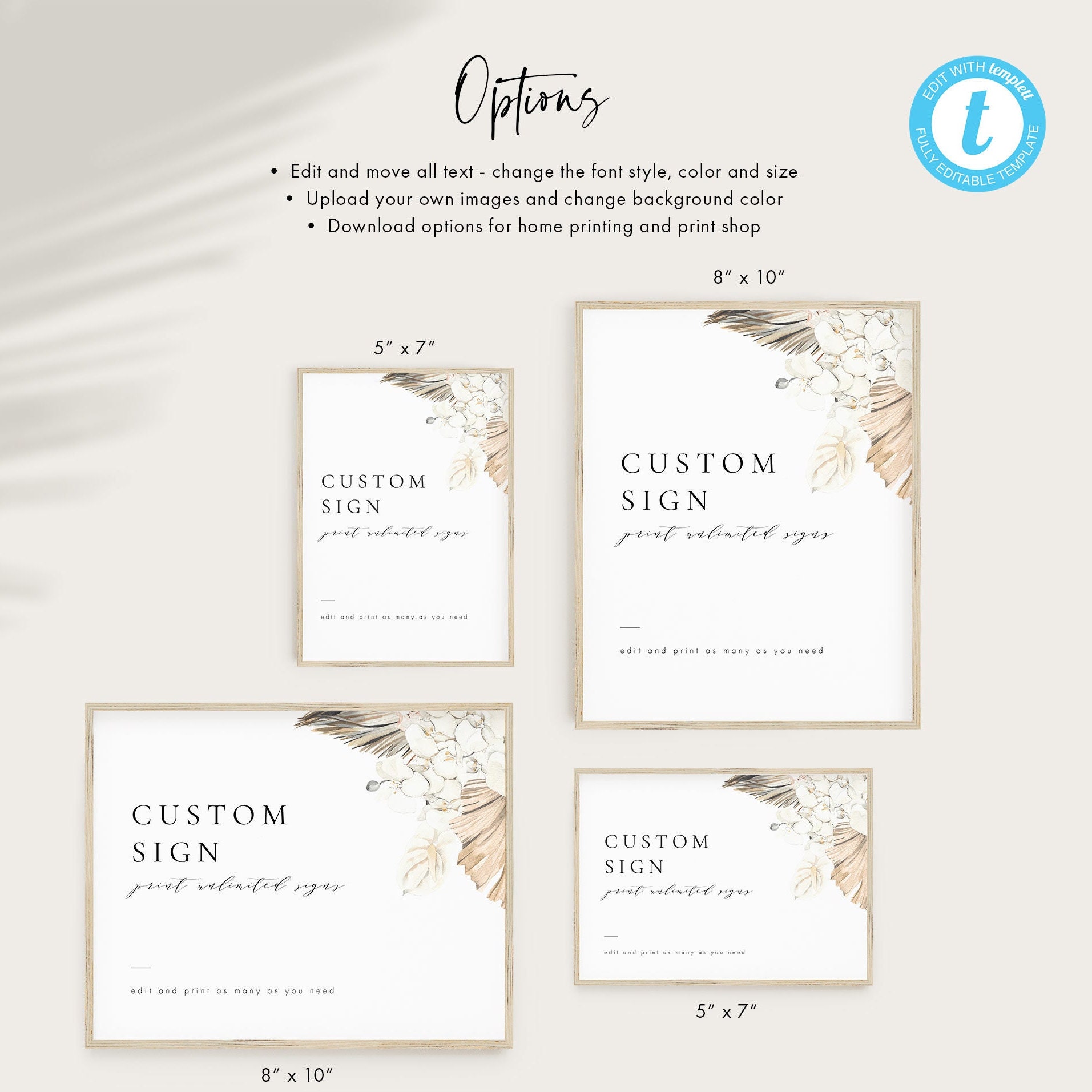 Printable Custom Sign Template Boho Wedding Sign Printable Editable ...