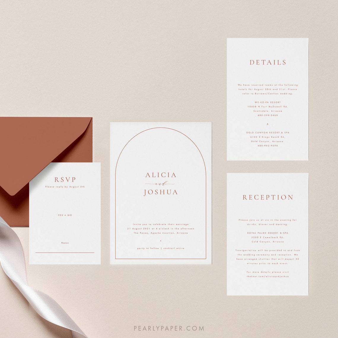 Arched Wedding Invitation Template Download Printable Wedding - Etsy
