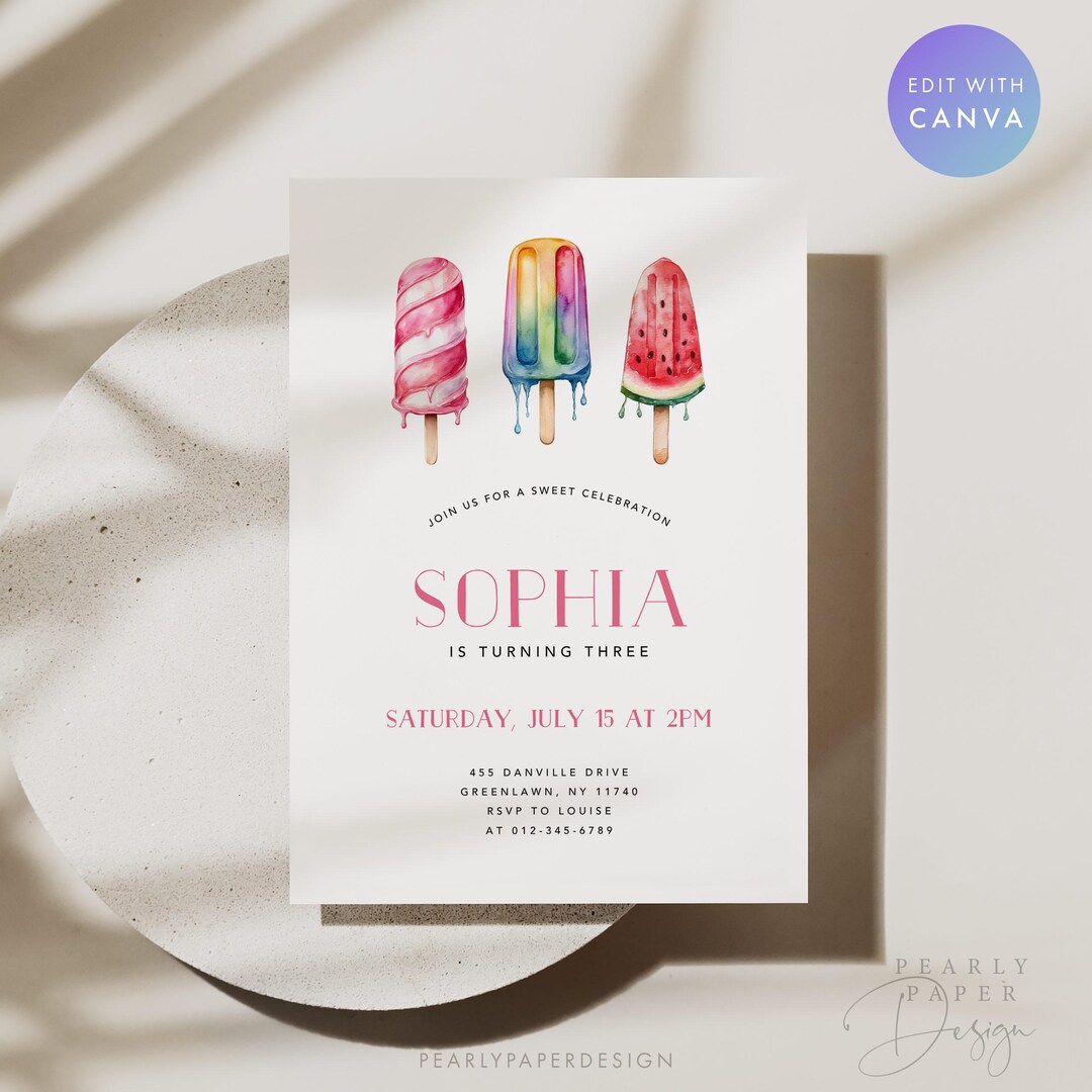 Ice Cream Birthday Invitation Template, Ice Cream Party Invitation, Ice ...