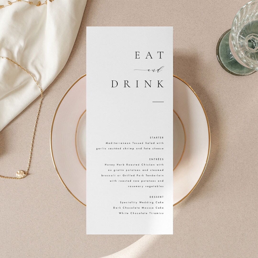 Elegant and Simple Menu Template Download Modern Wedding Menu Modern ...
