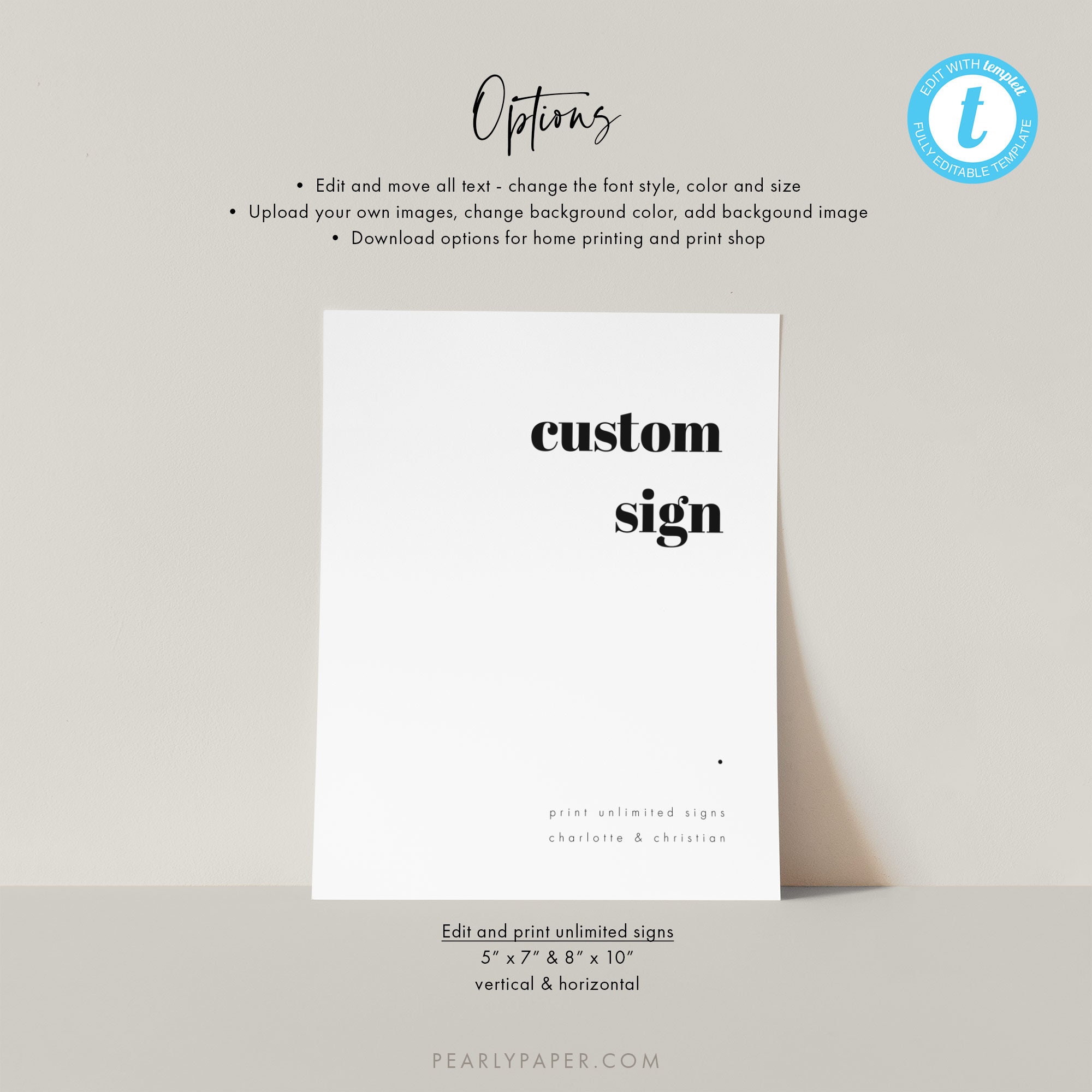 Printable Custom Sign Template Minimalist Wedding Sign - Etsy