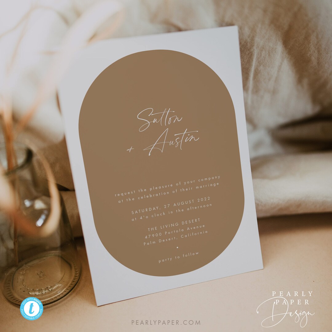 Oval Wedding Invitation Template Digital Download Sand Desert Wedding ...