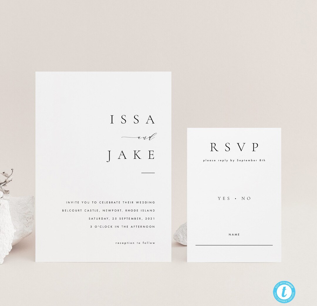 Simple Wedding Invitation Template Download Printable Wedding Invite ...
