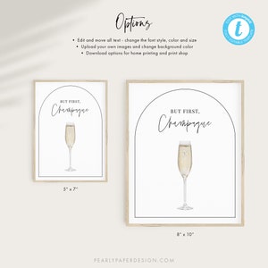 Champagne Sign Template Download, Modern Wedding Drinks Sign, Printable ...