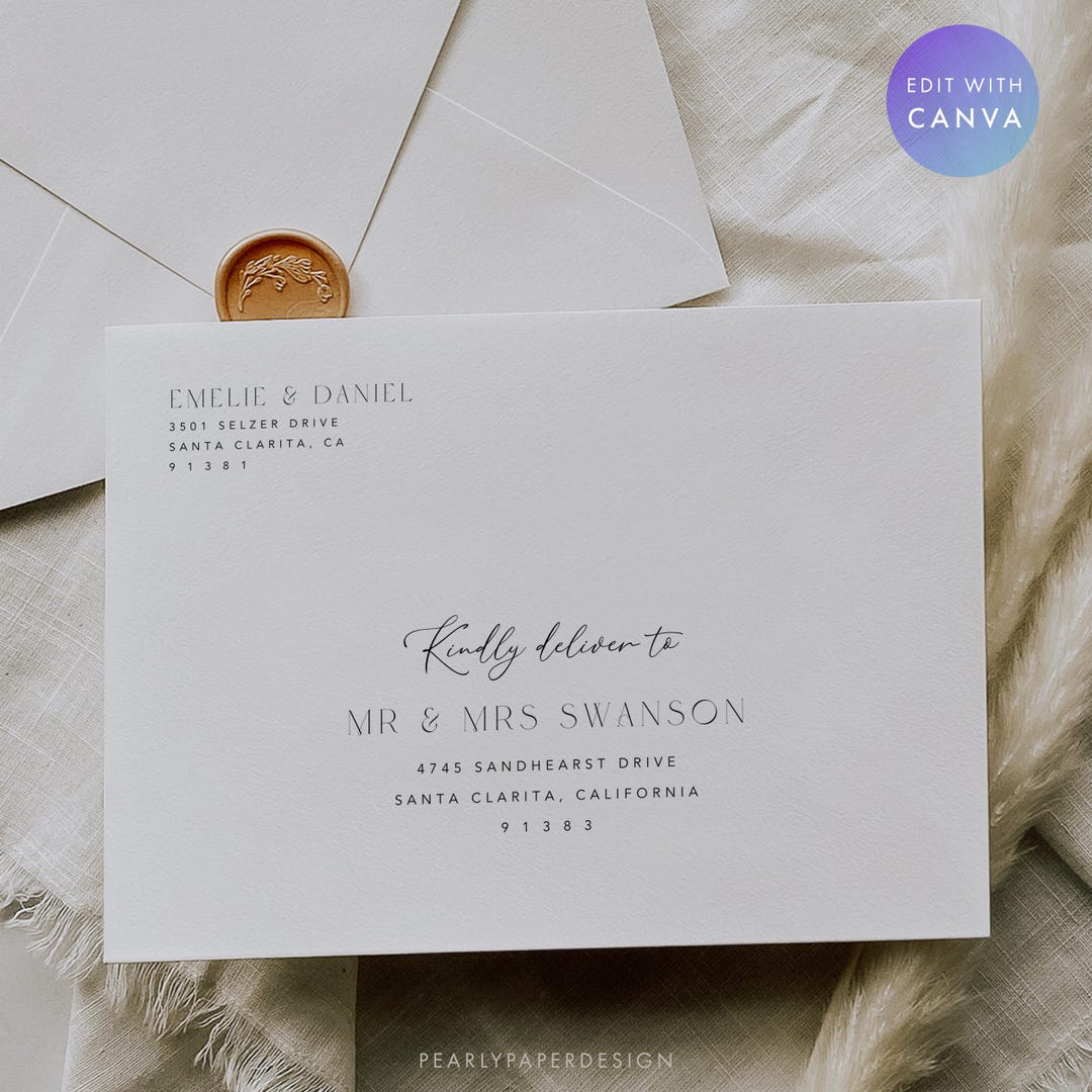 A7 Envelope Addressing Template for Canva, Wedding Envelope Address ...