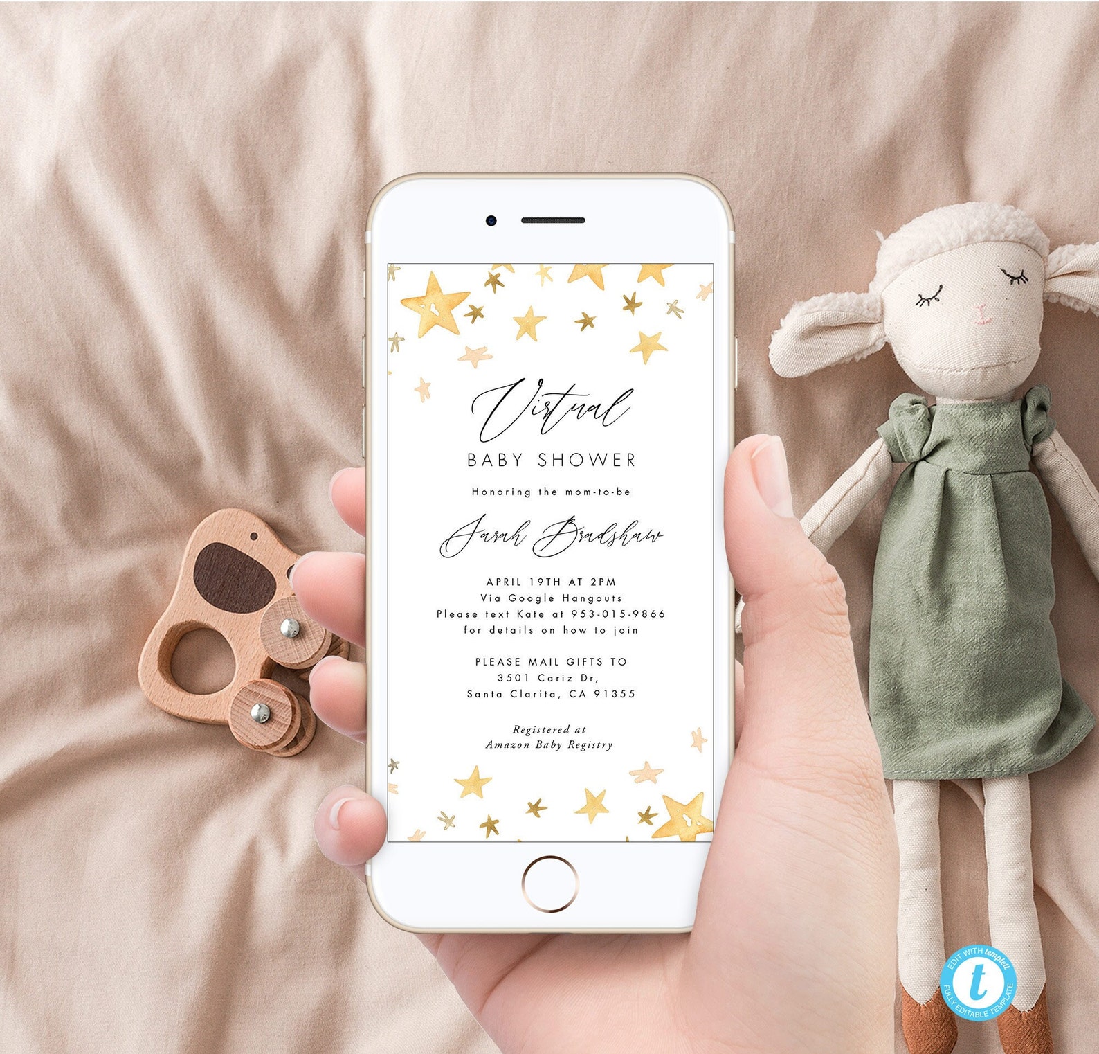 Virtual Baby Shower Invitation Template Download Digital Baby Shower ...