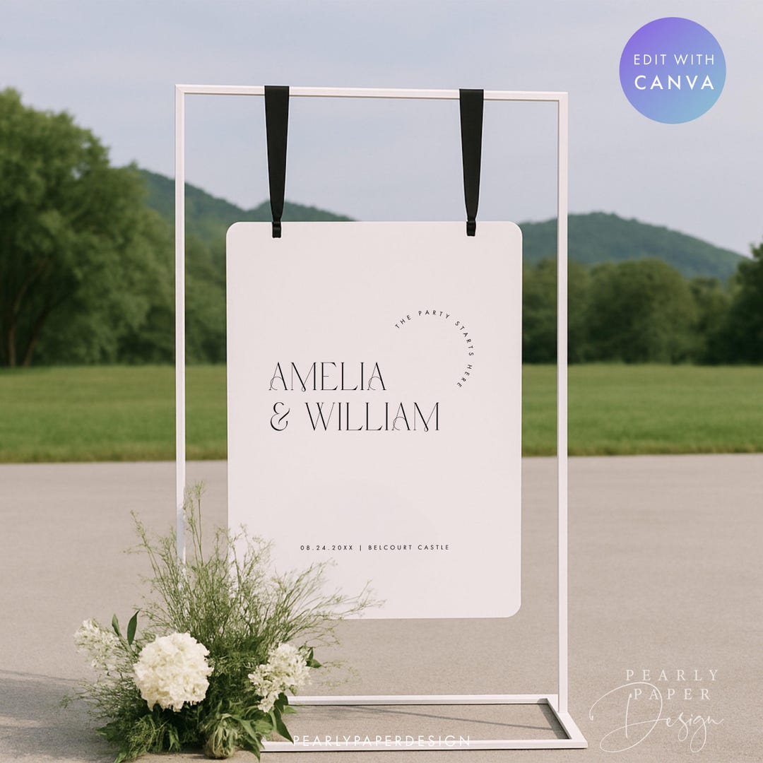 Minimalist Wedding Welcome Sign Template, Printable Welcome Wedding ...