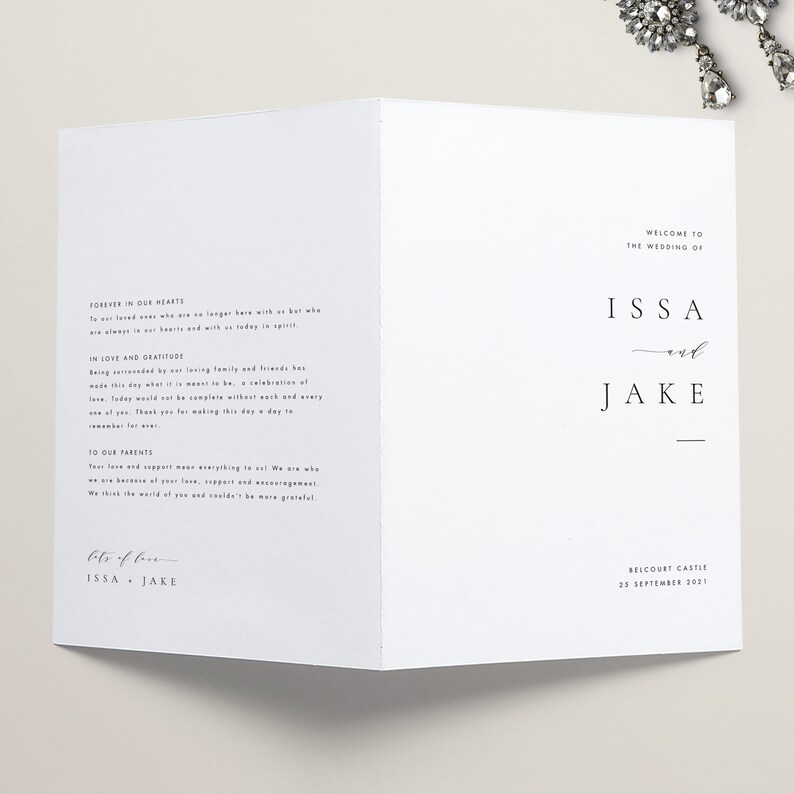 Wedding Program Booklet Template Elegant Wedding Ceremony - Etsy