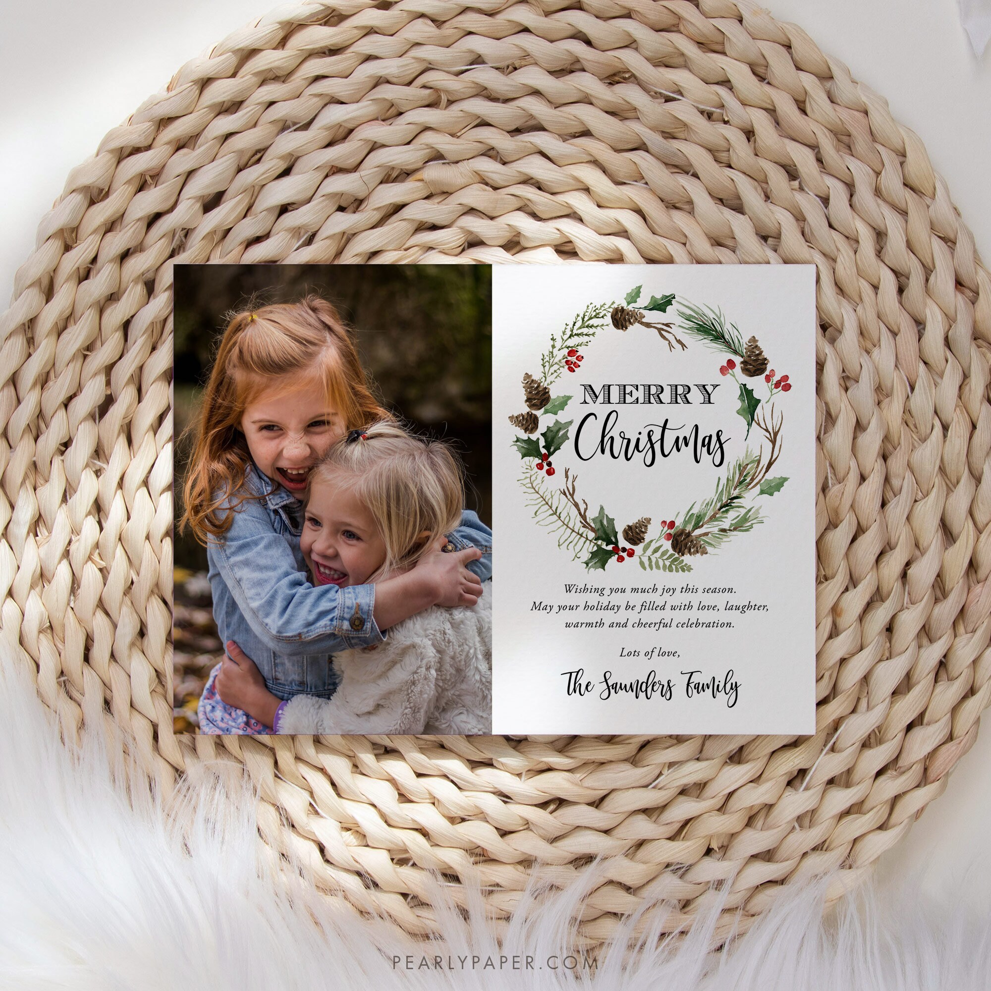 Printable Christmas Card Template Photo Christmas Card | Etsy