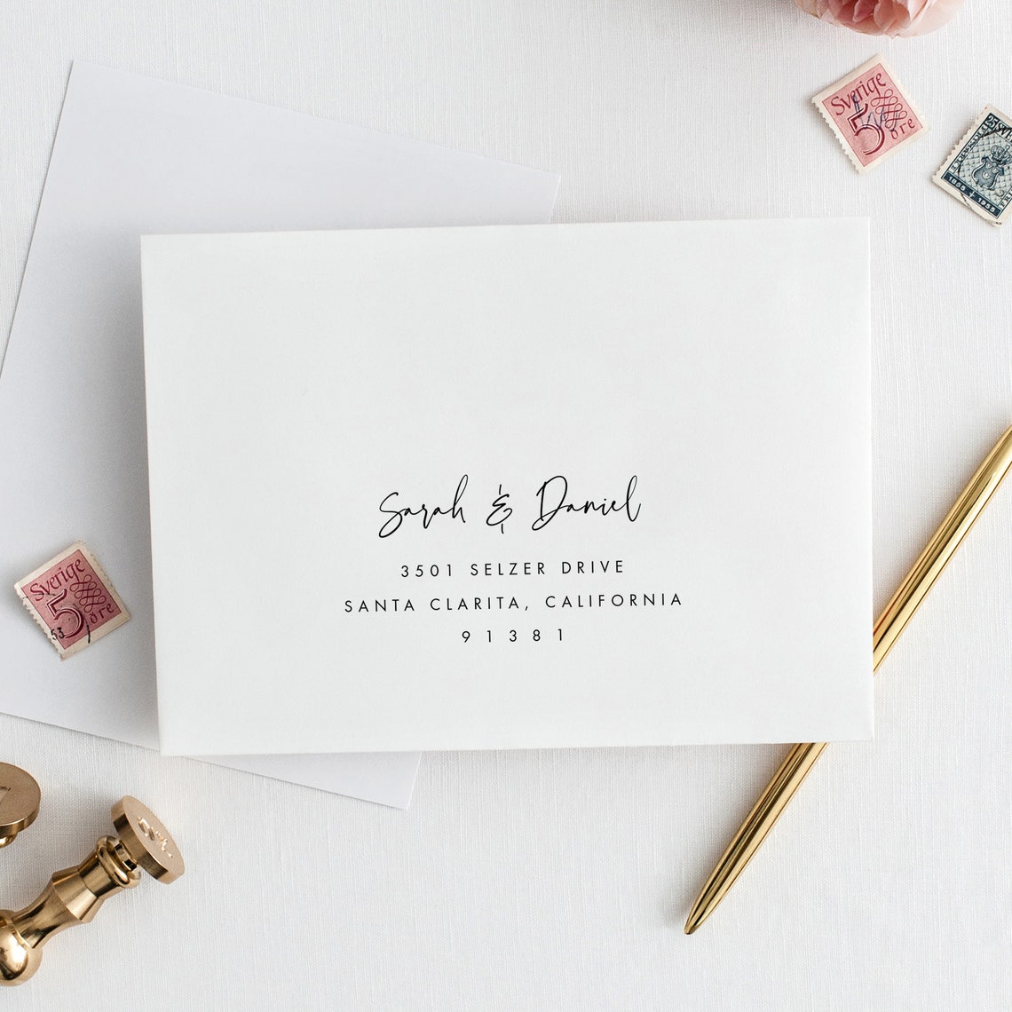 Modern Script Envelope Template Printable Wedding Envelope Templett ...