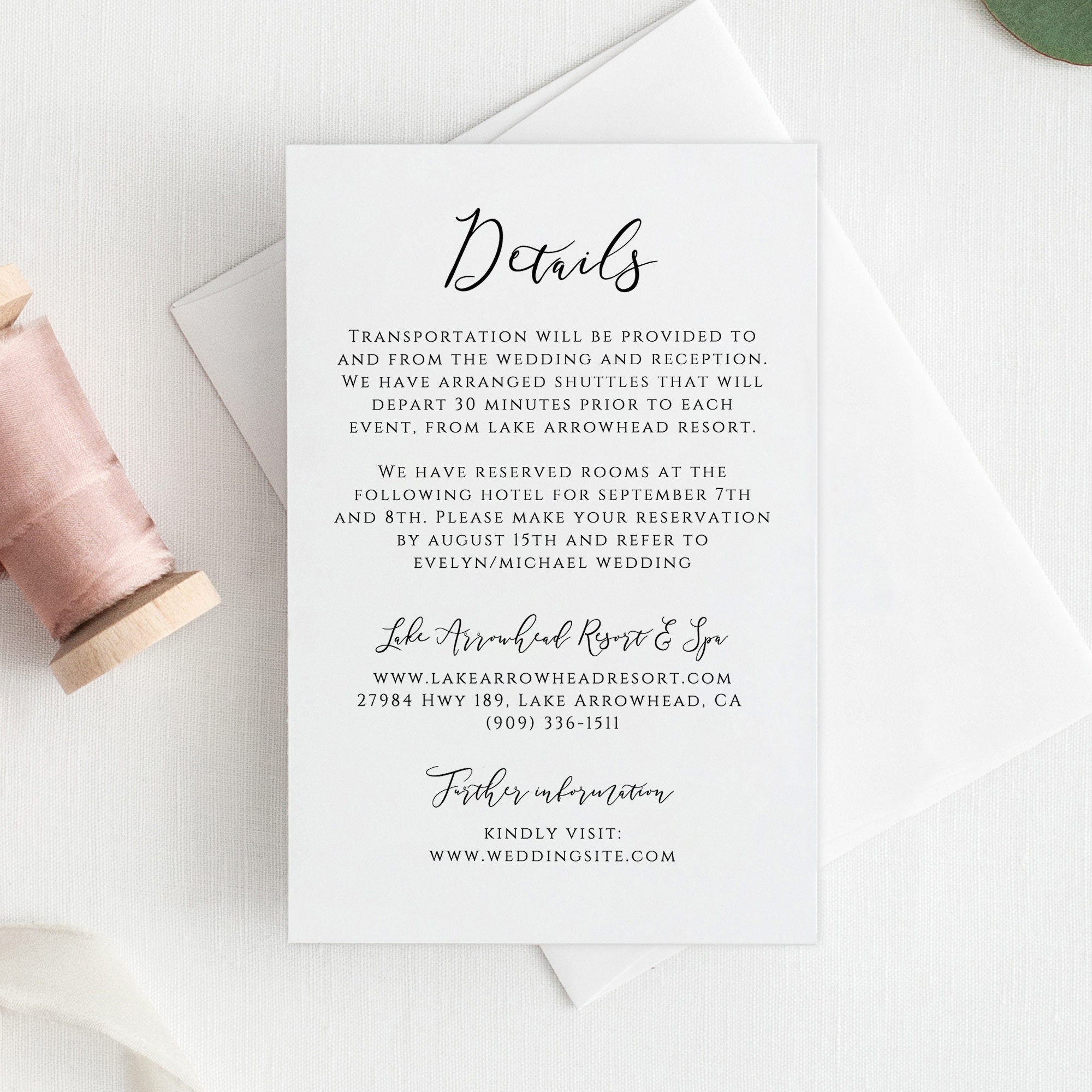 Details Card Template Details Card Wedding Insert Printable | Etsy