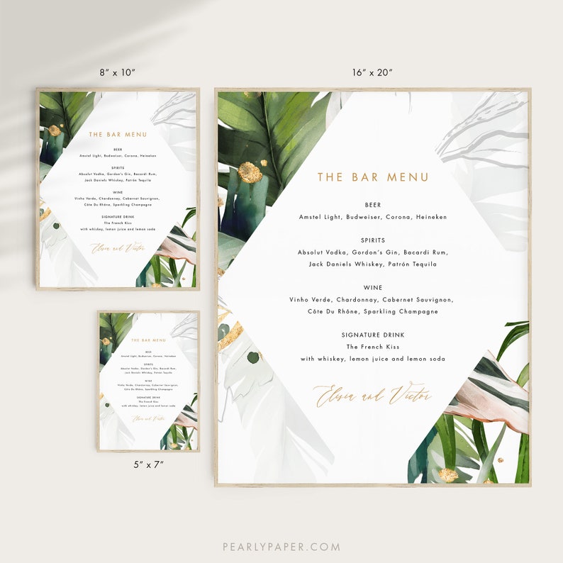 Tropical Bar Menu Sign Template Templett Outdoor Bar Menu Sign - Etsy