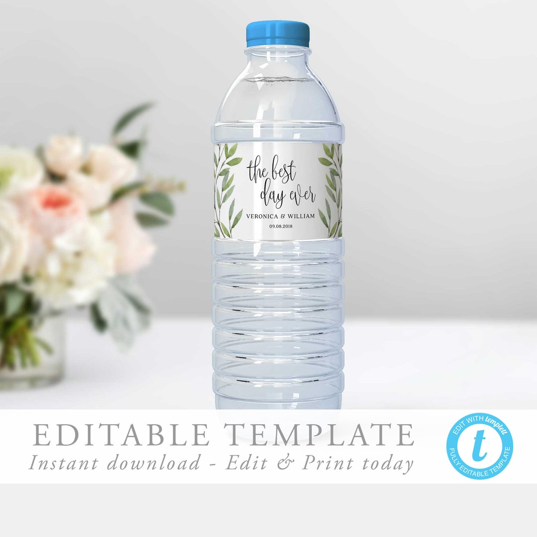 Rustic Water Bottle Label Template Editable Bottle Wrapper Label ...