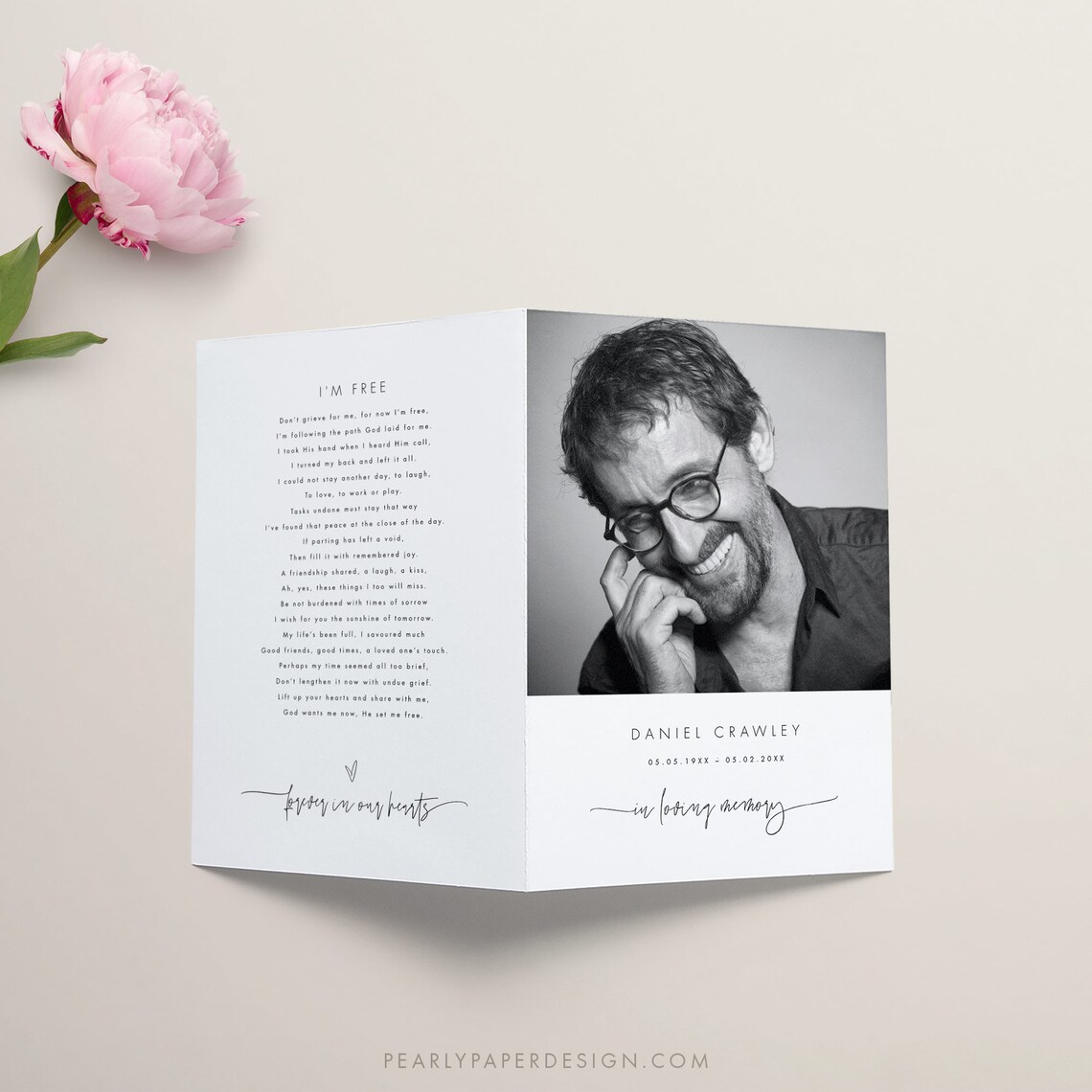 Funeral Program Template, Editable Funeral Booklet, Foldable Memorial ...