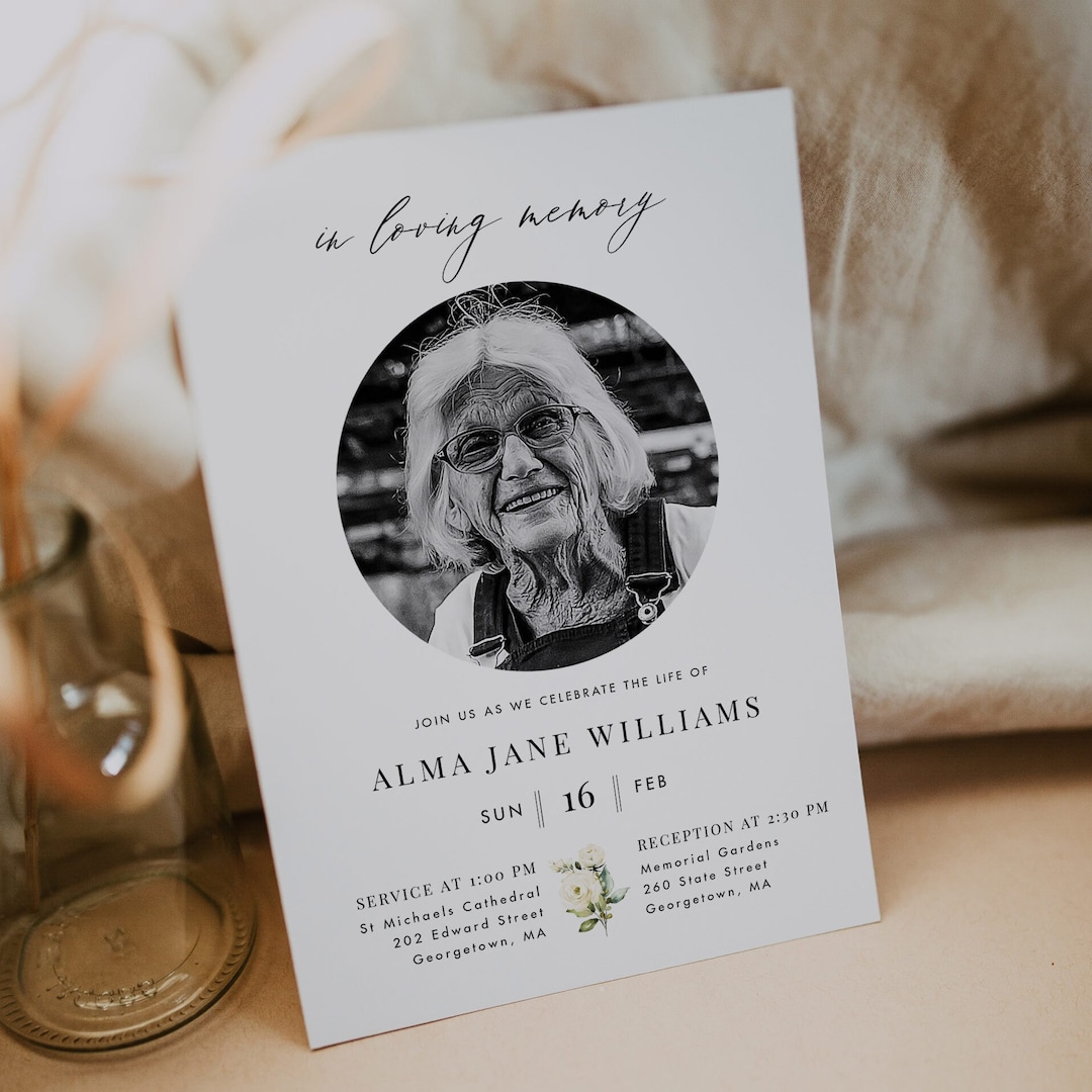 Funeral Announcement Template Rustic Funeral Invitation Templett ...