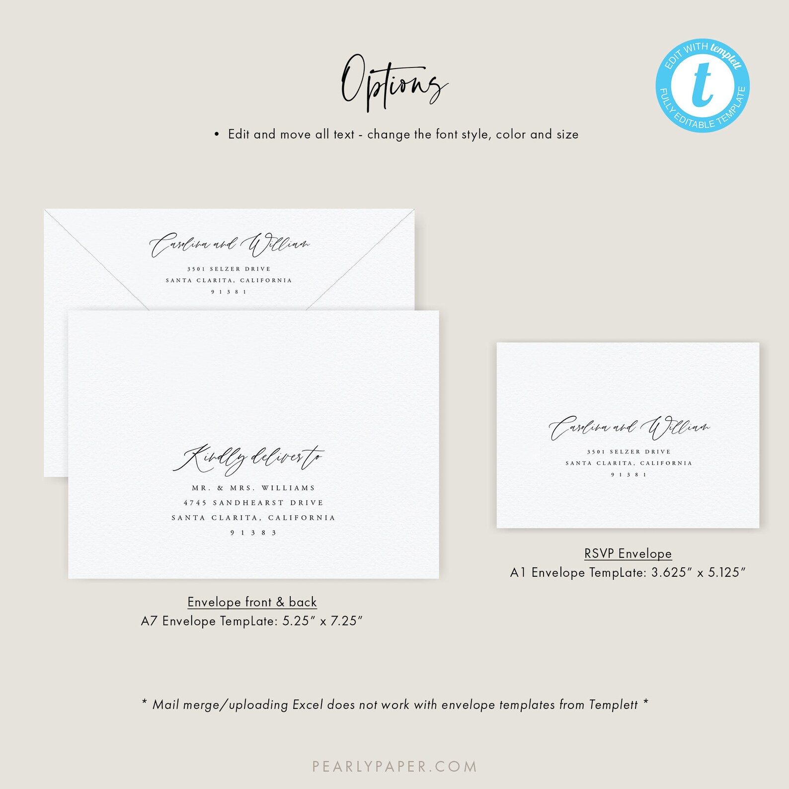 Elegant Envelope Template Download Modern address label | Etsy