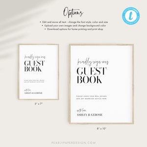 Guest Book Sign Template, Modern Guest Book Sign, Editable Sign ...