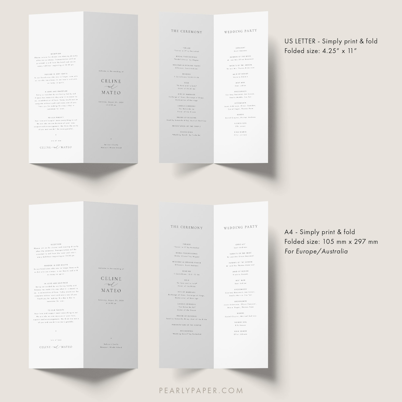 Printable Ceremony Bifold Program Simple Wedding Program - Etsy