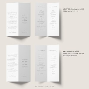 Printable Ceremony Bifold Program Simple Wedding Program Template Booklet Order of Service ...