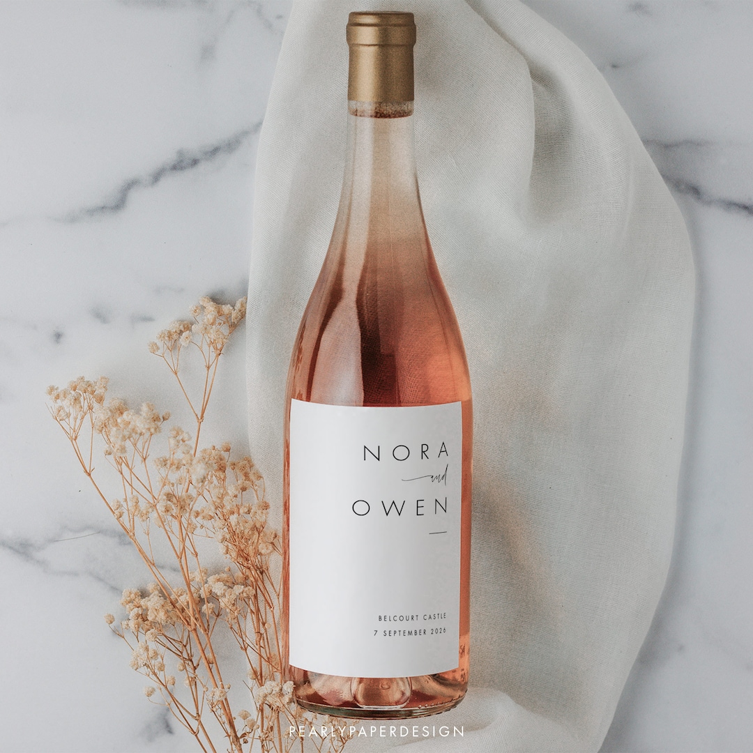 Printable Wine Bottle Label Template, Minimalist Wine Bottle Label ...