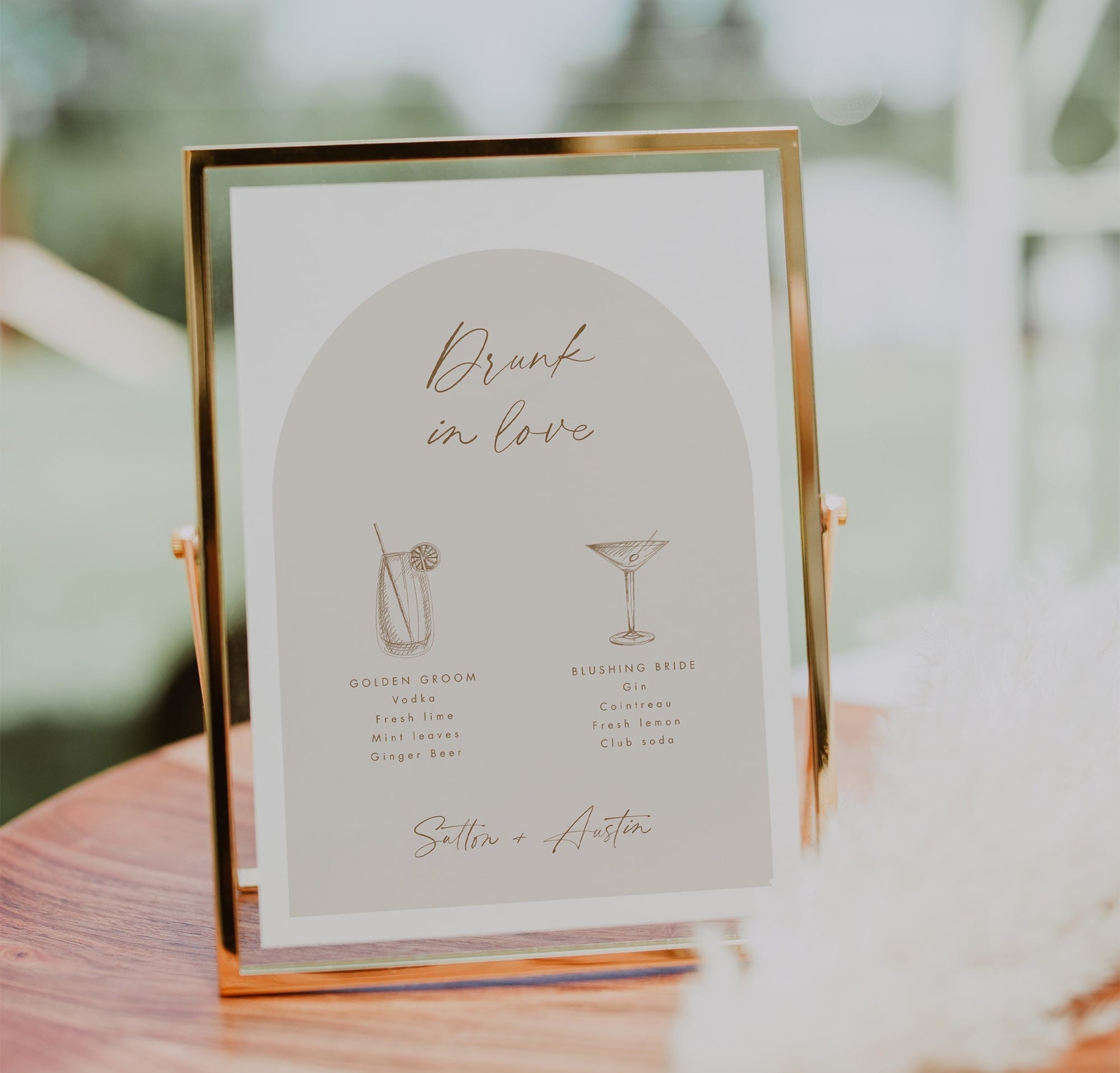 Arch Signature Cocktails Sign Template Download Minimalist - Etsy