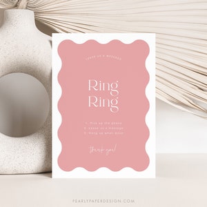 Phone Message Guest Book Sign, Audio Guestbook Sign Template, Ring Ring ...