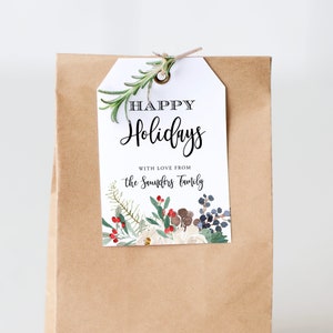 Printable Tag Happy Holidays Tag Template Gift Tag Merry Christmas Gift ...