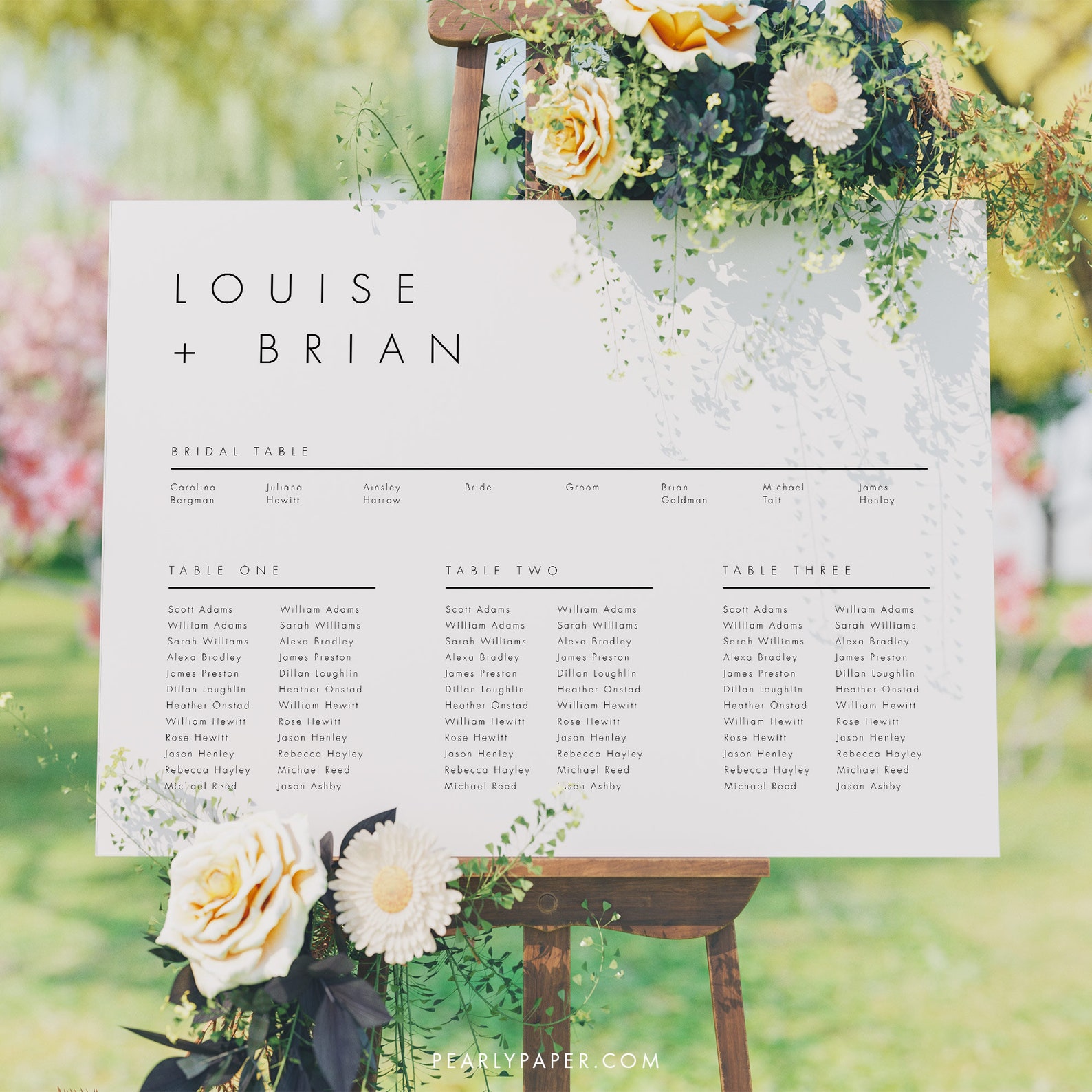 Minimalist Table Seating Chart Sign Template Download Long | Etsy