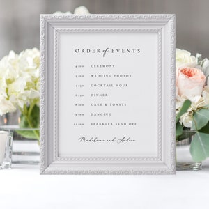 Editable Order of Events Template Modern Wedding Itinerary Sign ...