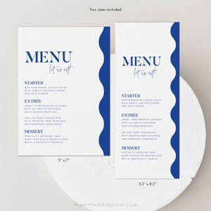 Retro Menu Template Download, Wave Blue Modern Wedding Menu Modern Menu ...